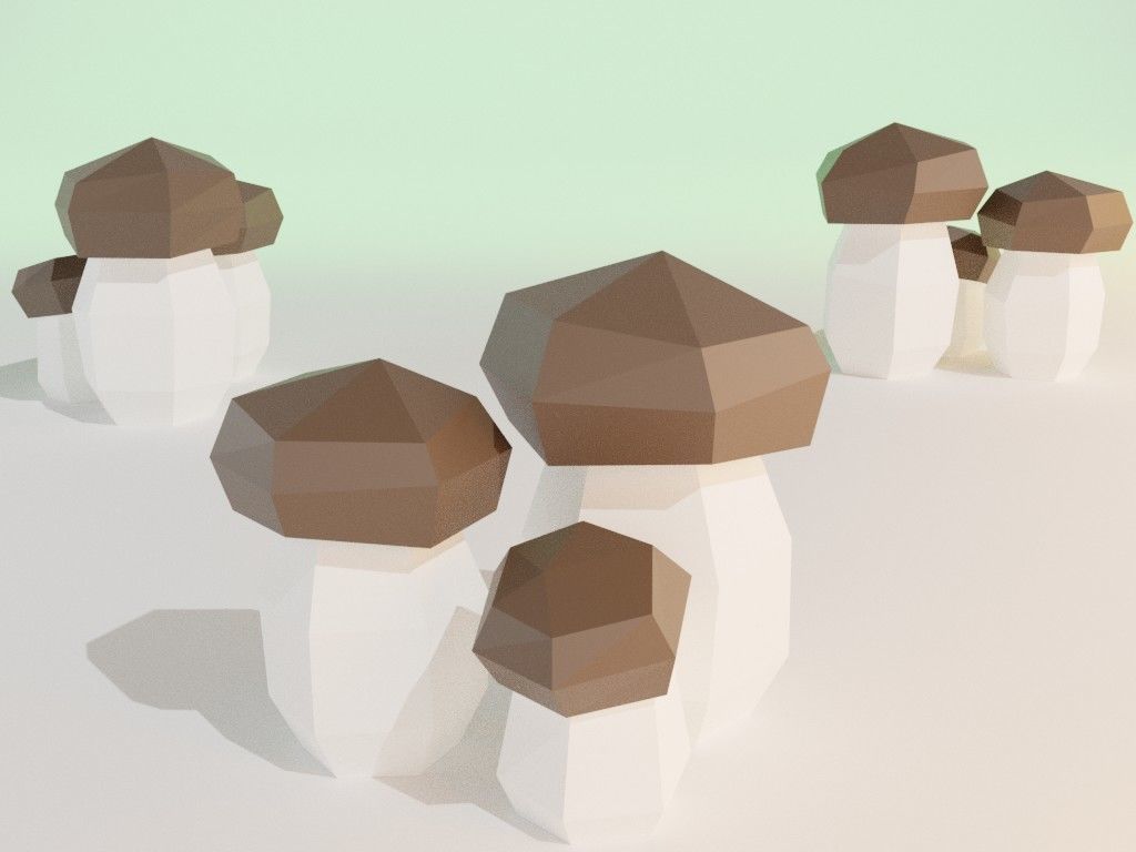 Low poly mushrooms set free VR / AR / low-poly 3D model | CGTrader