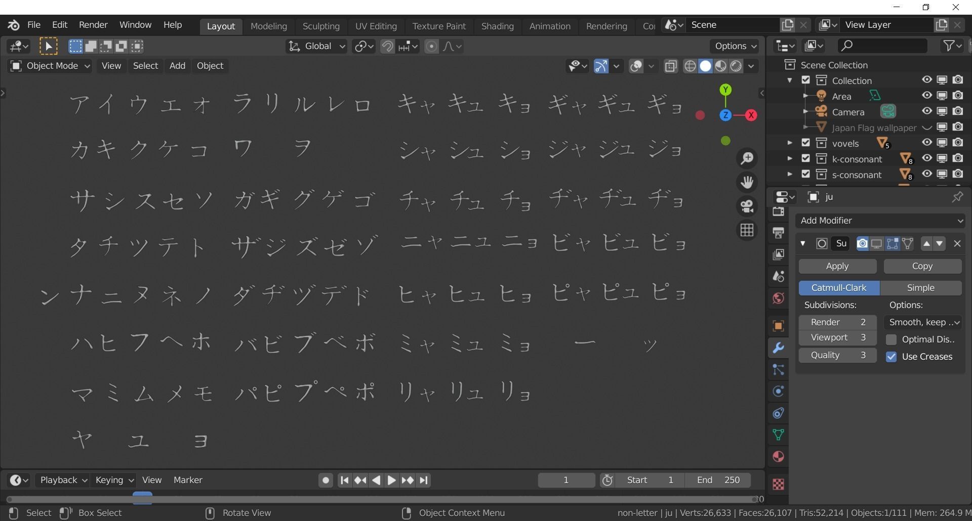 3D model Basic Katakana - Japanese characters VR / AR / low-poly | CGTrader