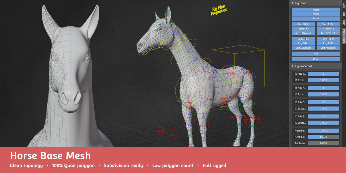 3D model Horse Base Mesh VR / AR / low-poly | CGTrader