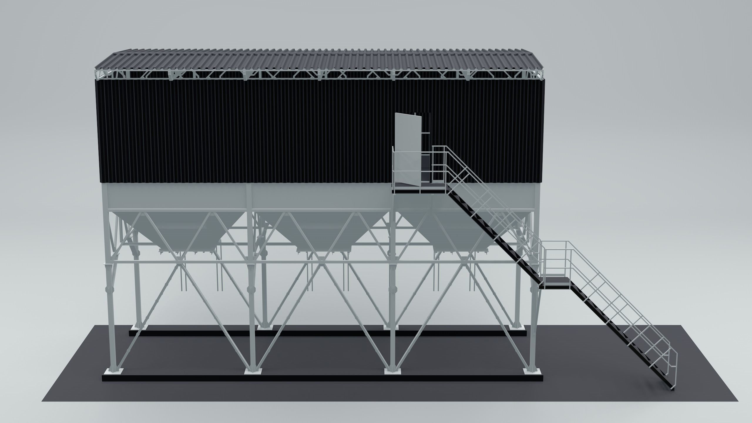 steelwork metal building with stairs 3D model animated | CGTrader