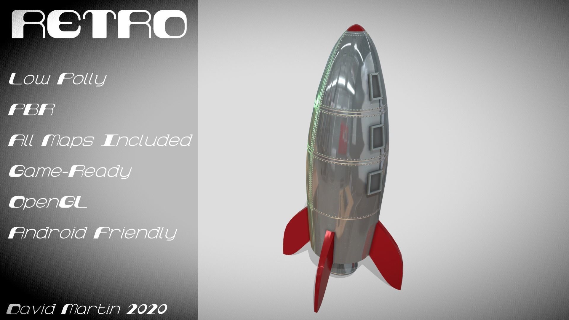 3D model Retro Rocketship VR / AR / low-poly | CGTrader