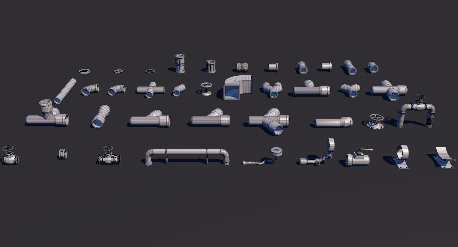 Pipes 40 pieces 3D model | CGTrader