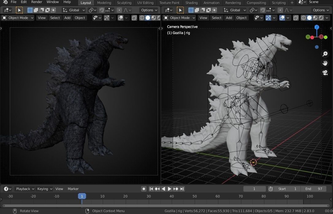 Gozilla godzilla 3D model rigged | CGTrader
