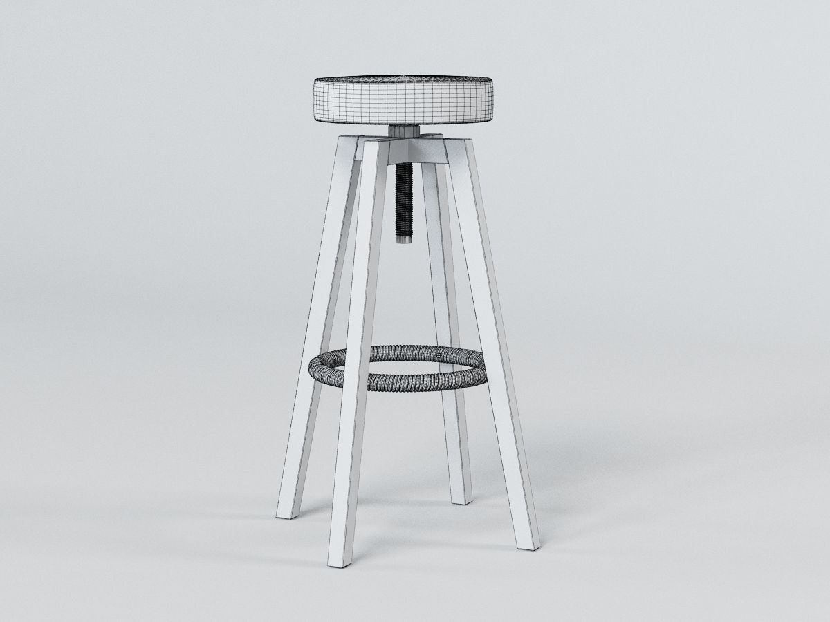 Round Stool Wood Bar 3D model | CGTrader