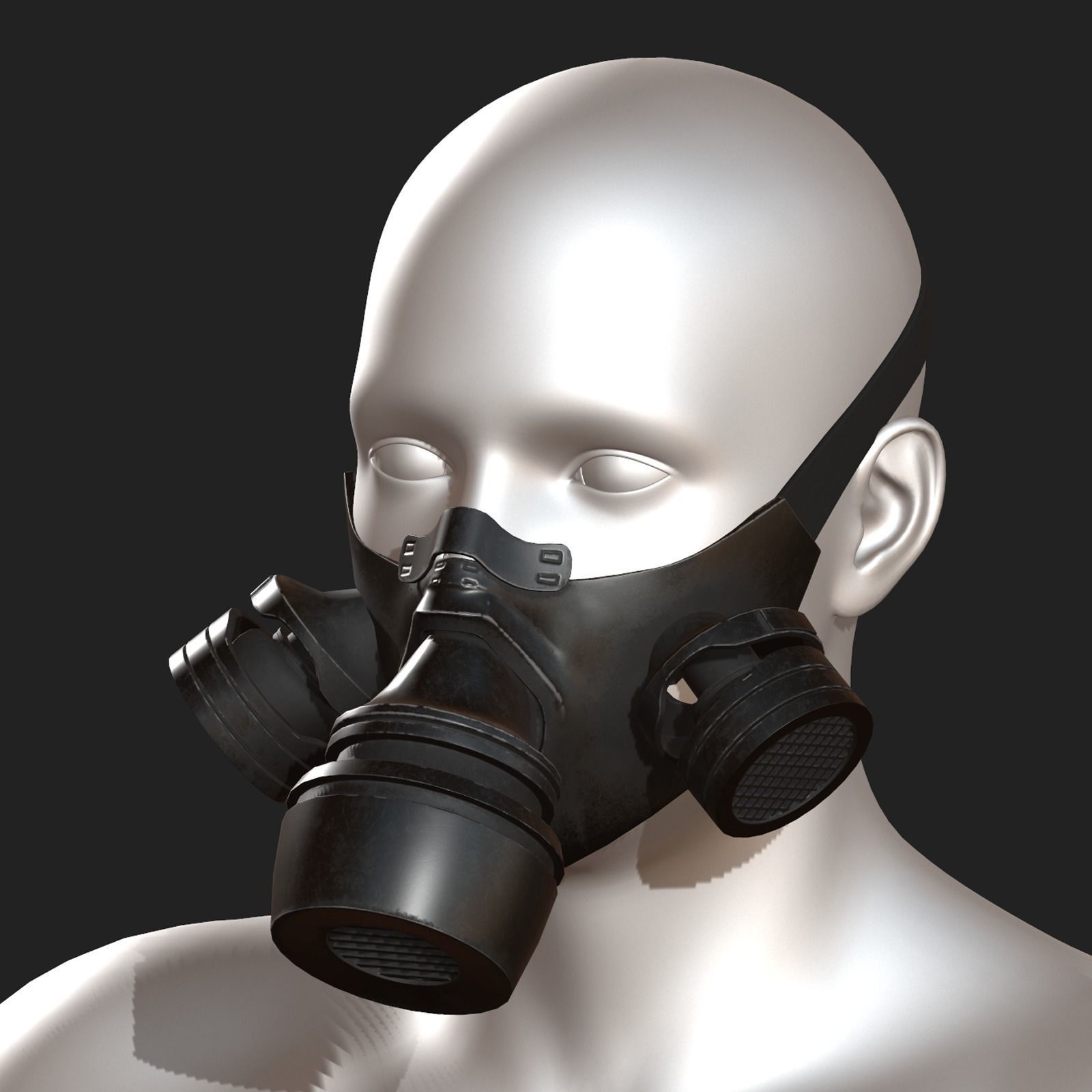 3D model Gas mask black protection futuristic fantasy VR / AR / low ...