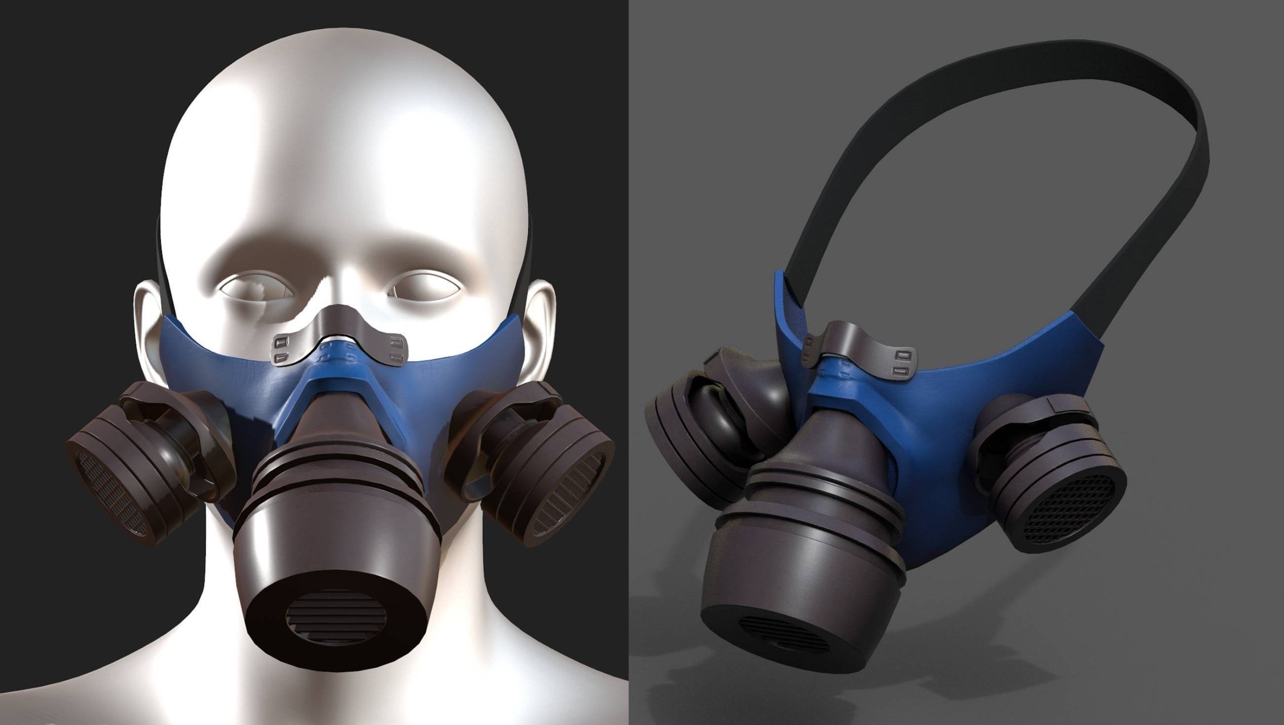 3D model Gas mask plastic protection isolated scifi VR / AR / low-poly ...