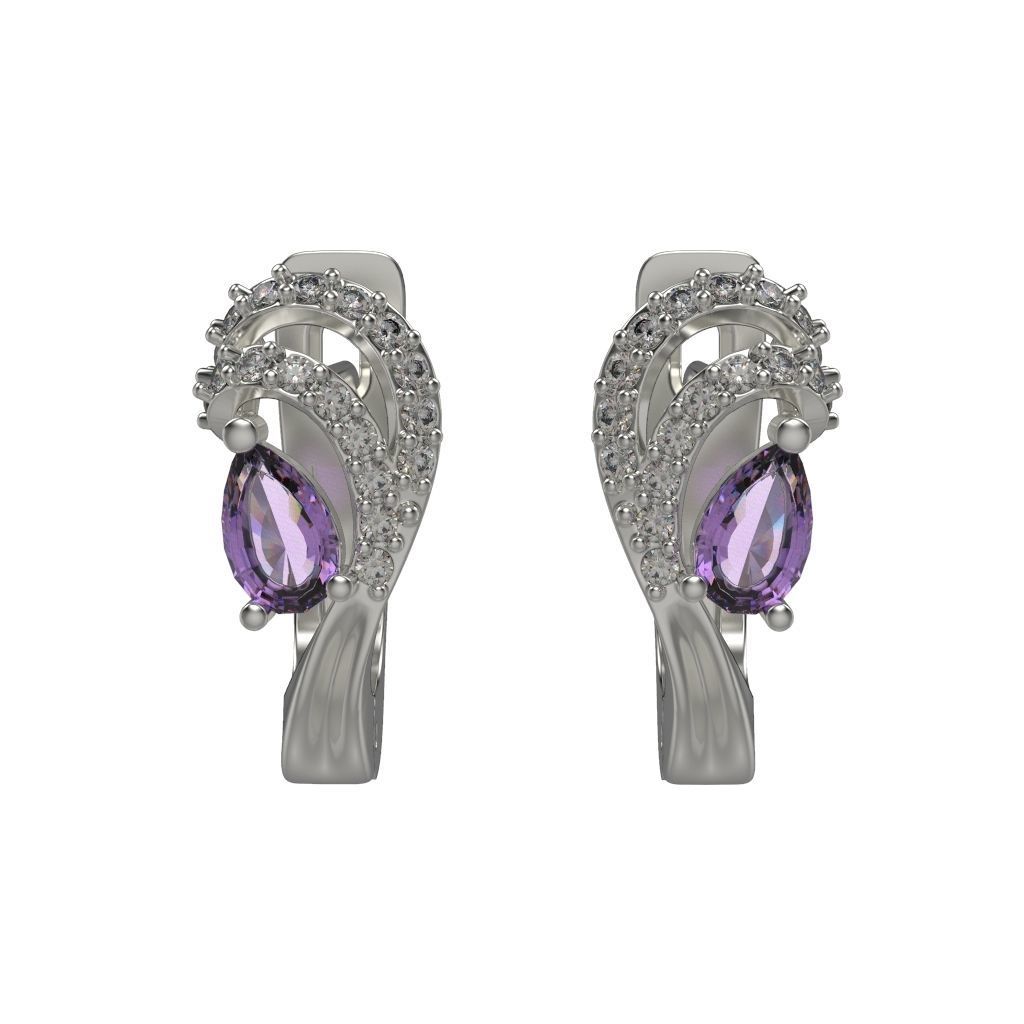 Earrings with gems 3dm stl print 3D model 3D printable | CGTrader