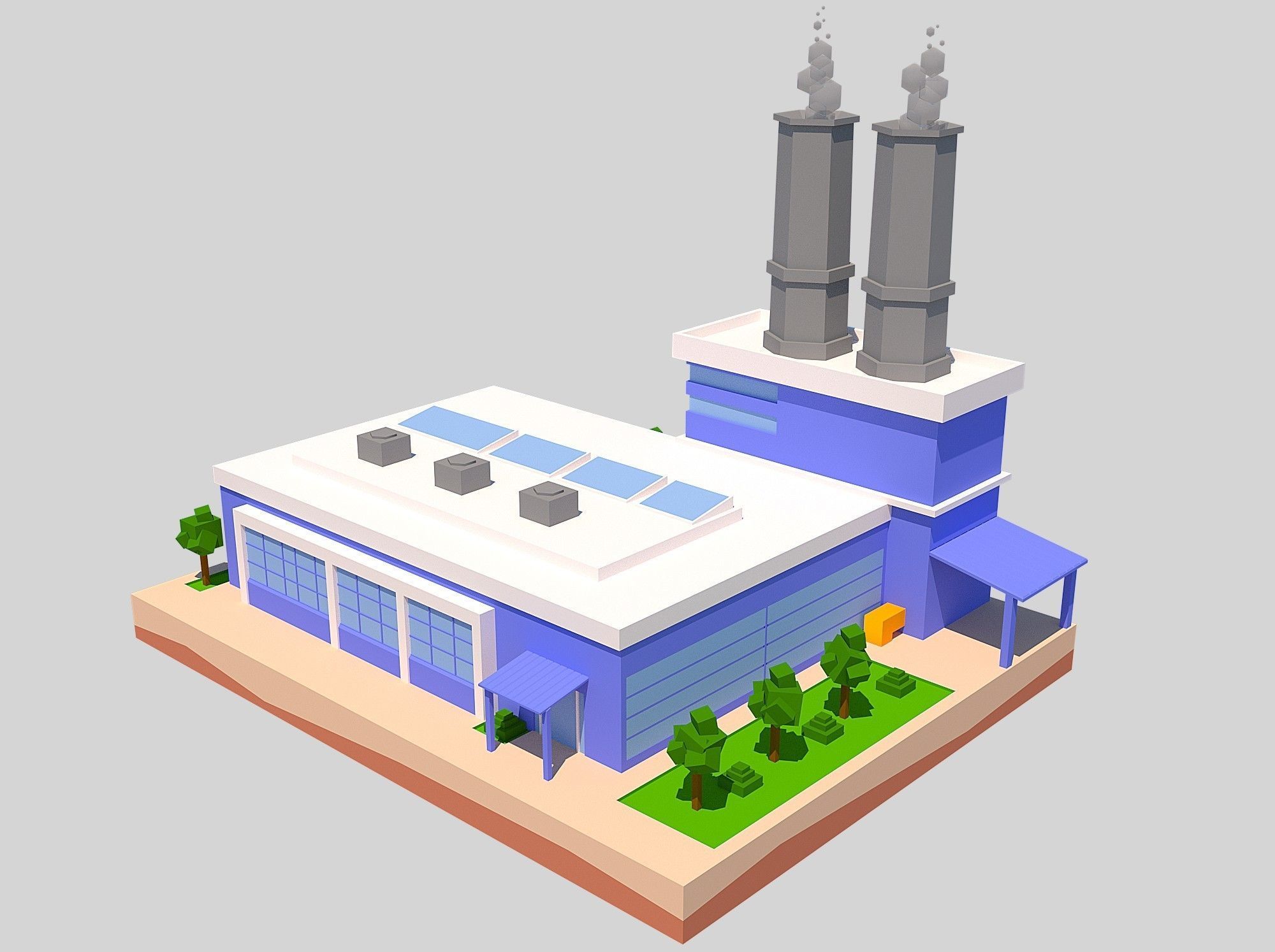 3D model low-poly Low poly factory | CGTrader
