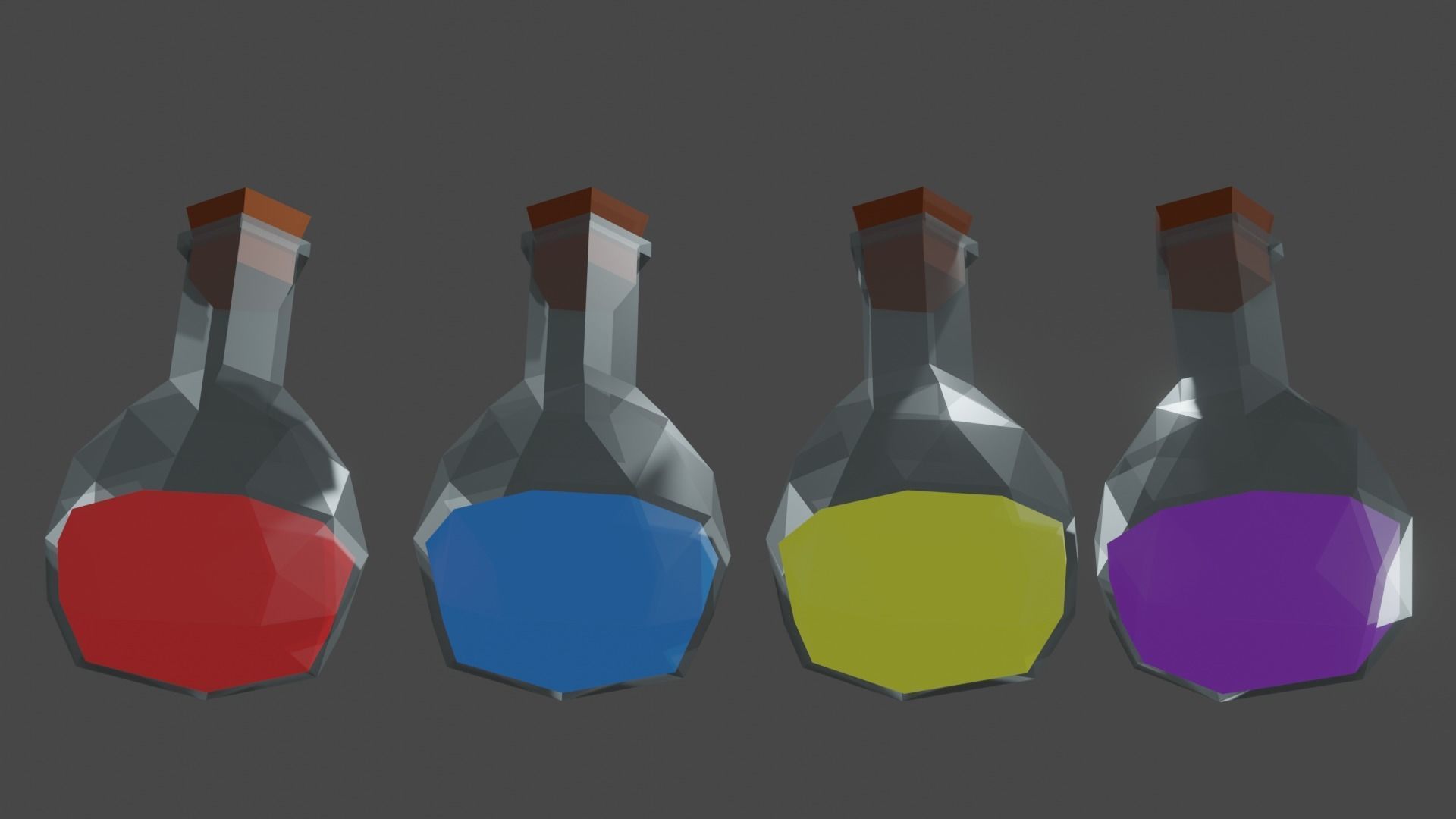 3D model Low Poly Potions bottle with liquid inside VR / AR / low-poly ...