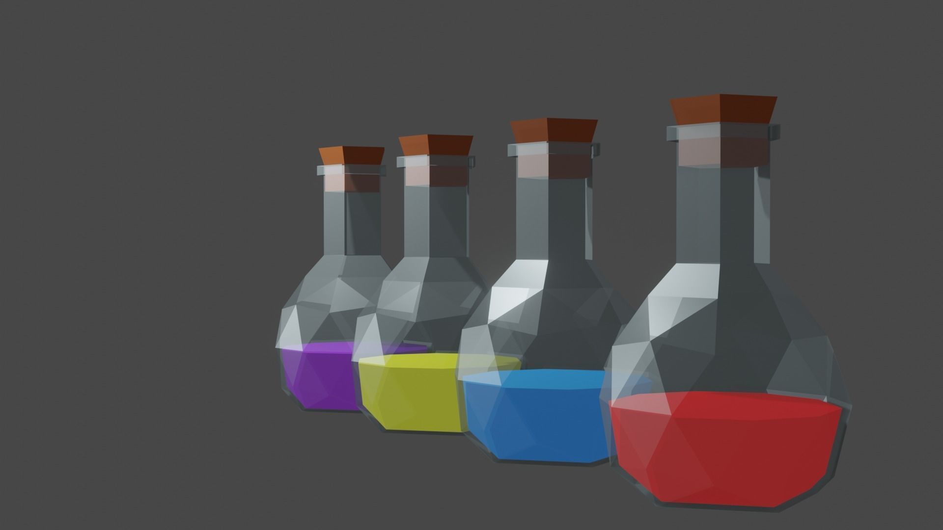3D model Low Poly Potions bottle with liquid inside VR / AR / low-poly ...