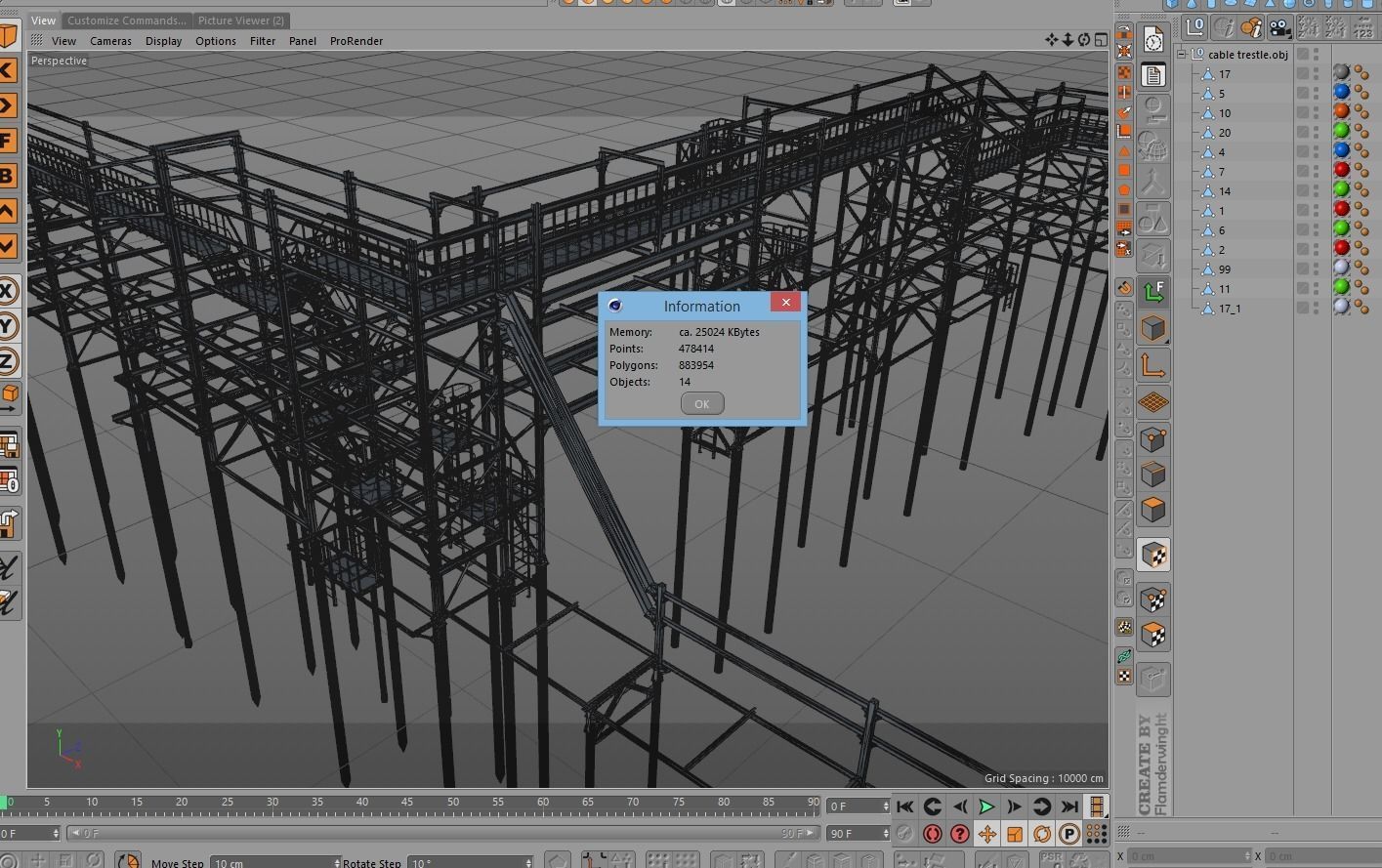 Cable trestle on steel columns 3D model | CGTrader