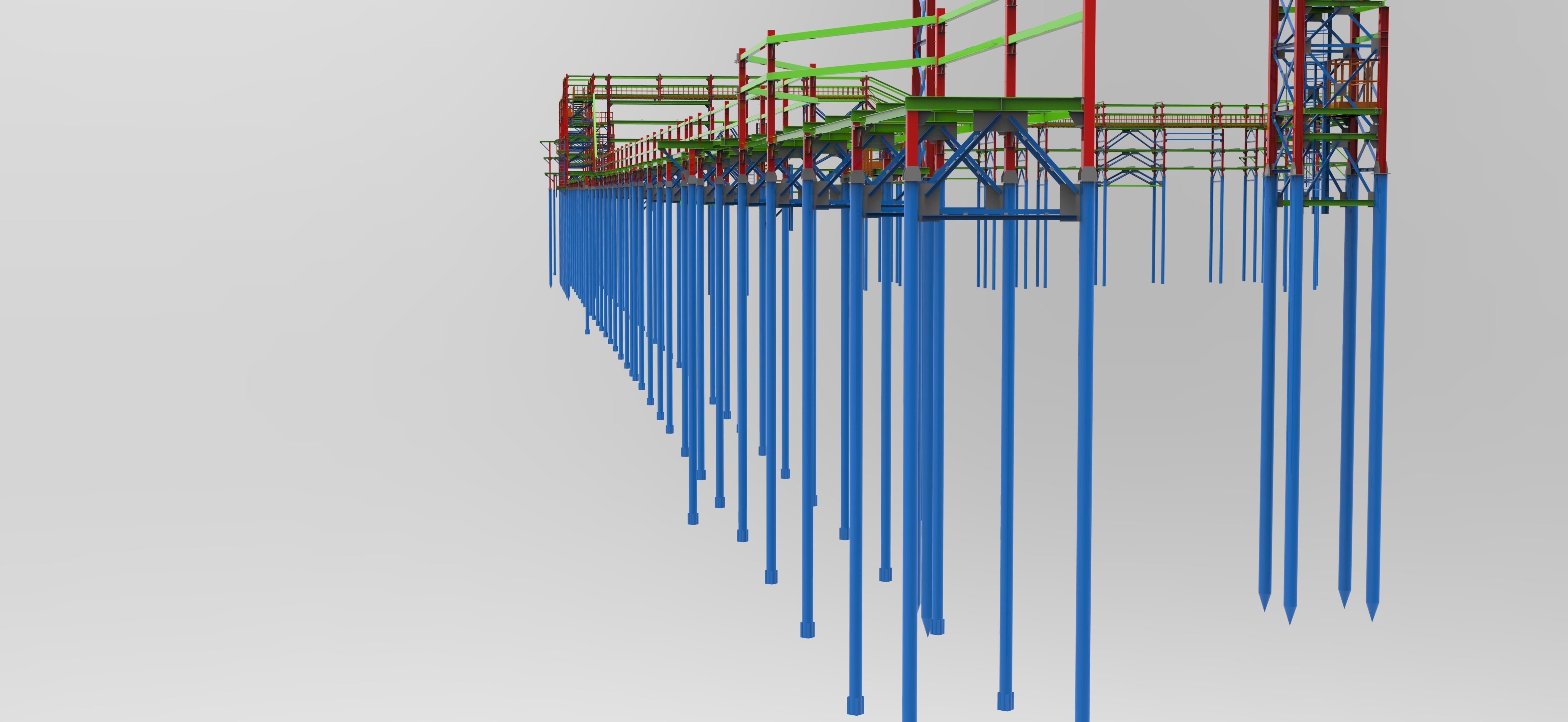 Cable trestle on steel columns 3D model | CGTrader