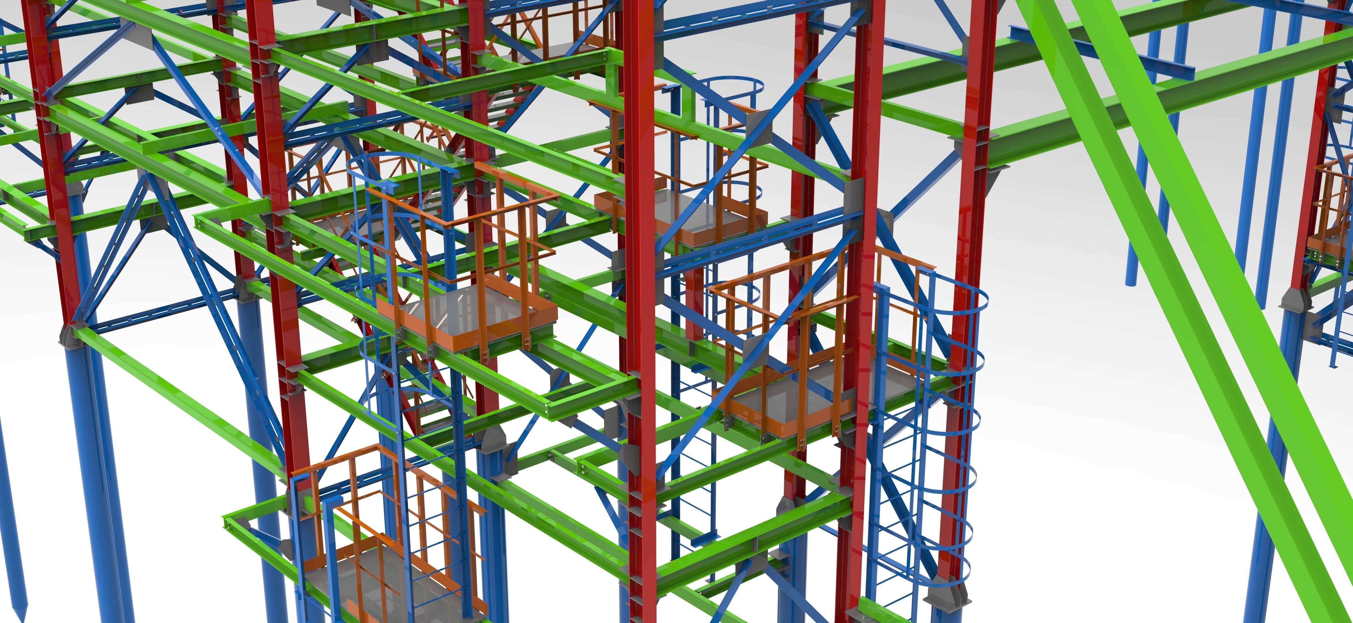 Cable trestle on steel columns 3D model | CGTrader