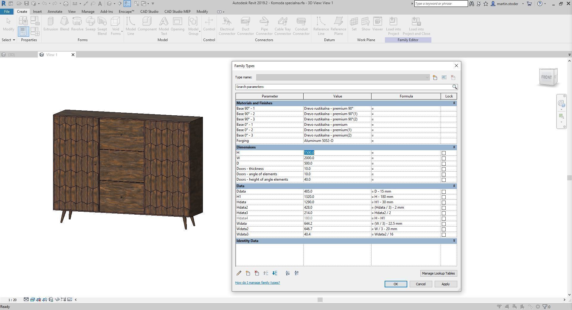 3D model Wardrobe 1 - Full parametric Revit Family VR / AR / low-poly ...