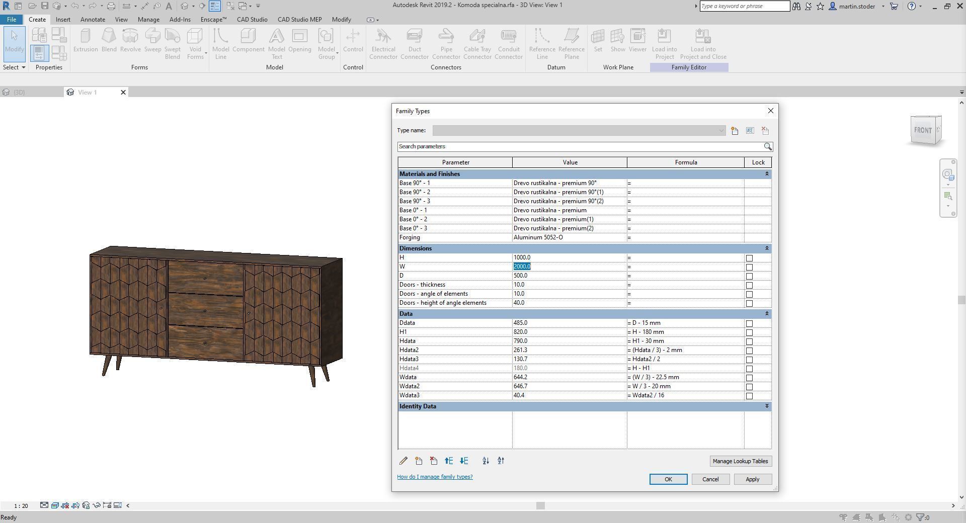 3D model Wardrobe 1 - Full parametric Revit Family VR / AR / low-poly ...