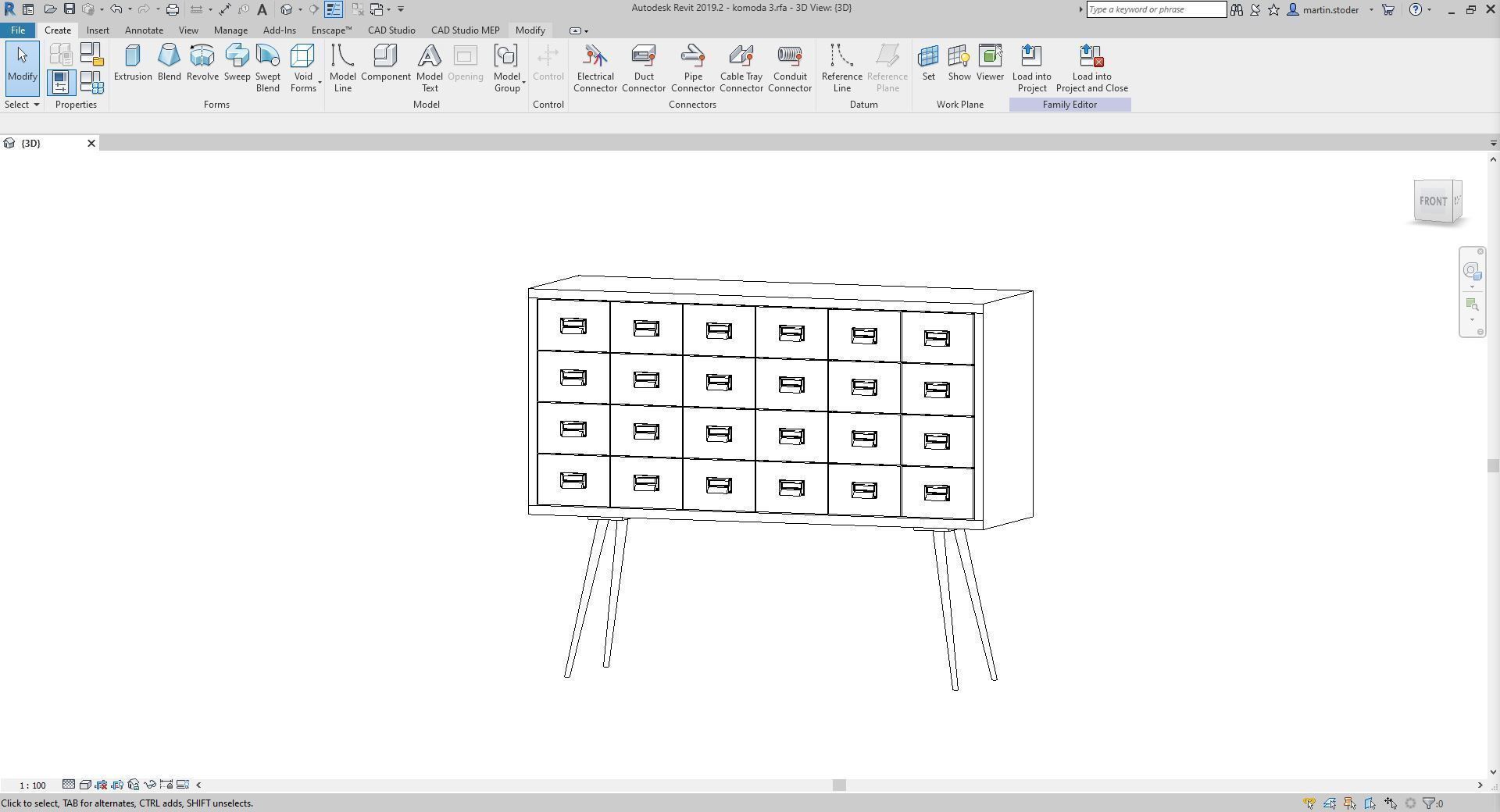 3D model Wardrobe 3 - Full parametric Revit Family VR / AR / low-poly ...