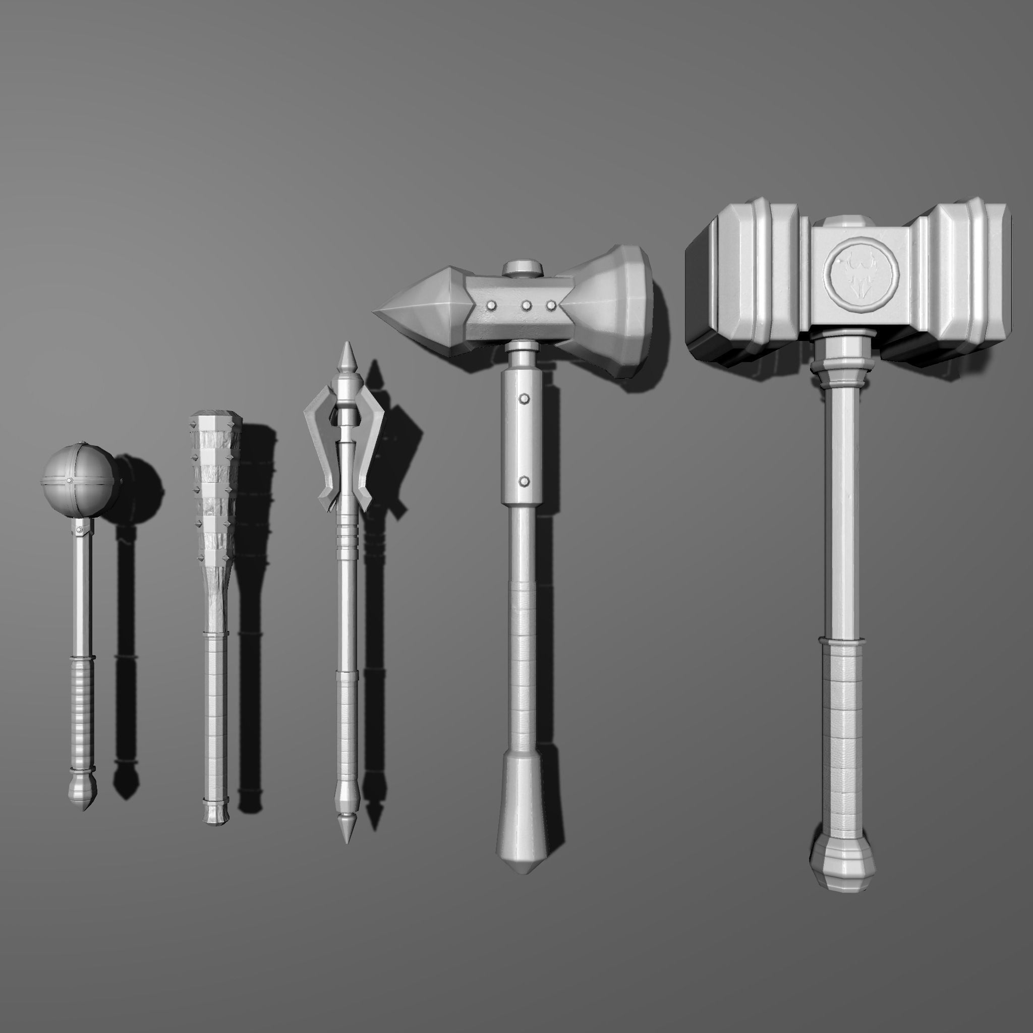 3D model 5 Blunt Weapon Package VR / AR / low-poly | CGTrader