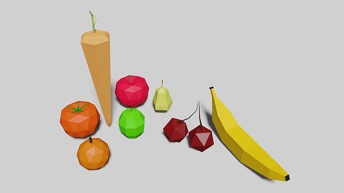 Fruits 3D low poly fruit and vegetables free VR / AR / low-poly 3D ...