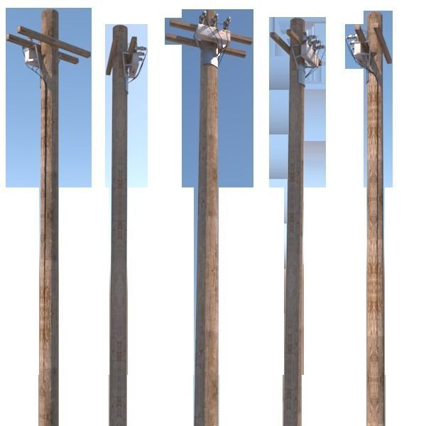 Detailed Power - Cable - Telephone Pole 3D model | CGTrader
