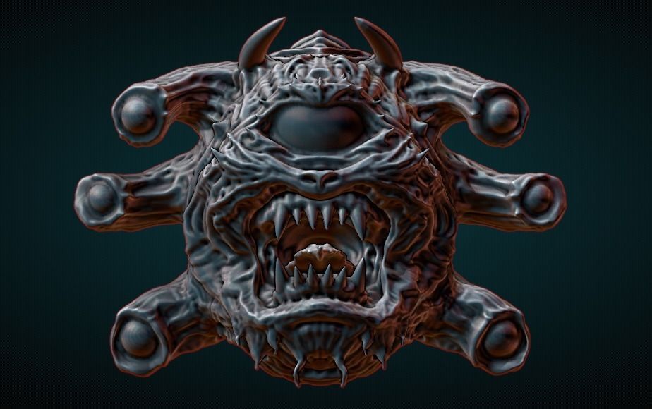 Beholder creature with horns and claws free 3D model 3D printable ...