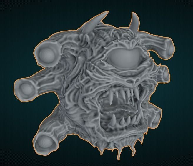 Beholder creature with horns and claws free 3D model 3D printable ...