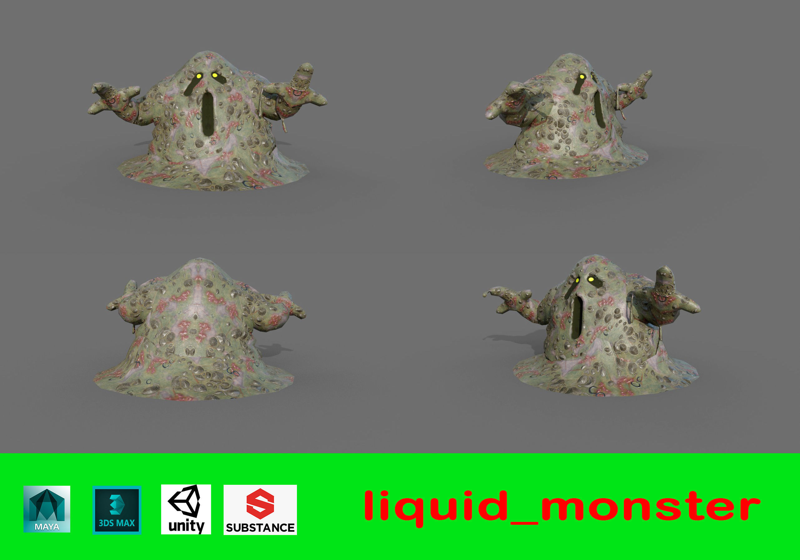 3D model Liquid monster VR / AR / low-poly | CGTrader