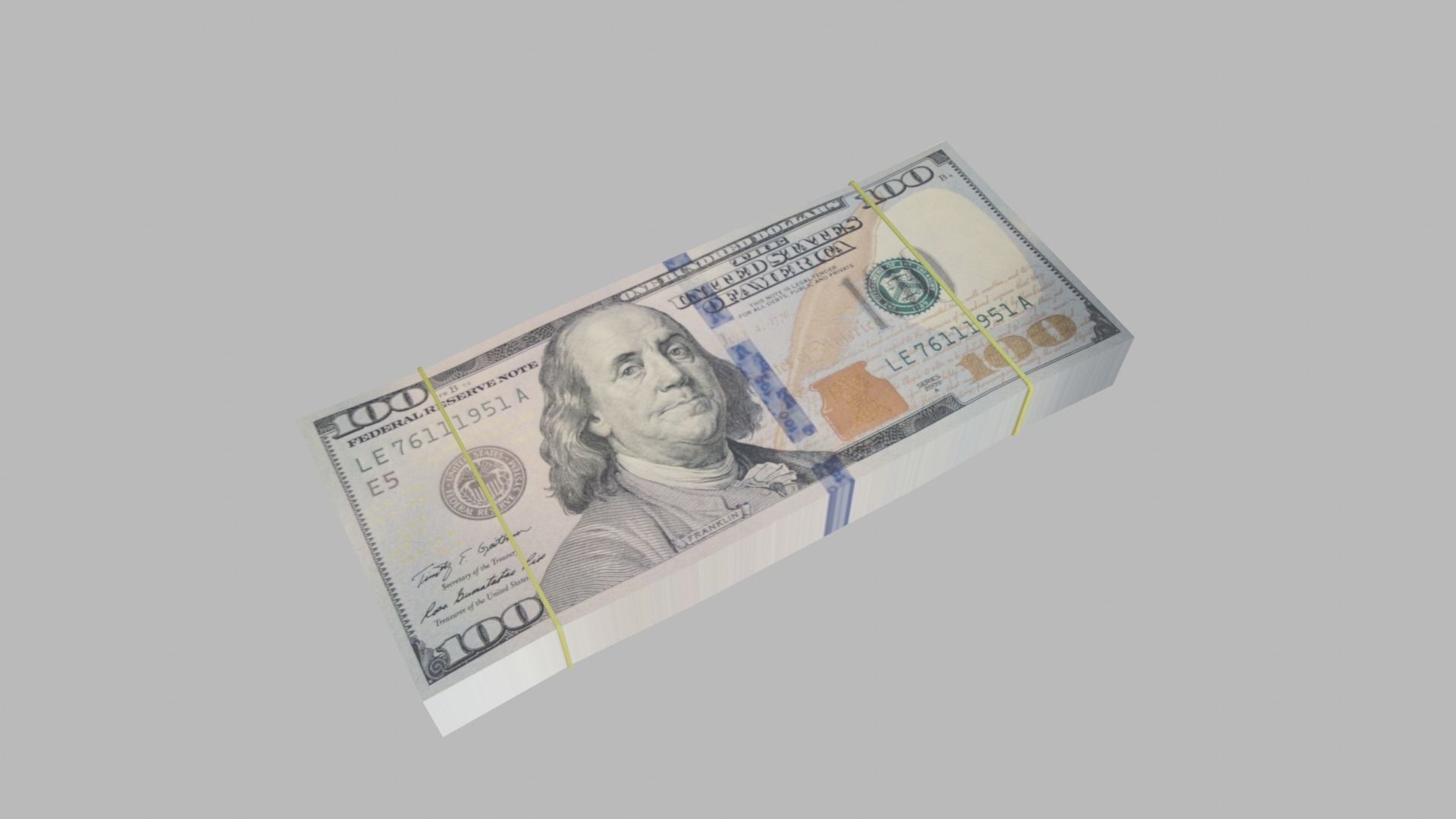 3D model 100 Dollar Bill Stack VR / AR / low-poly | CGTrader