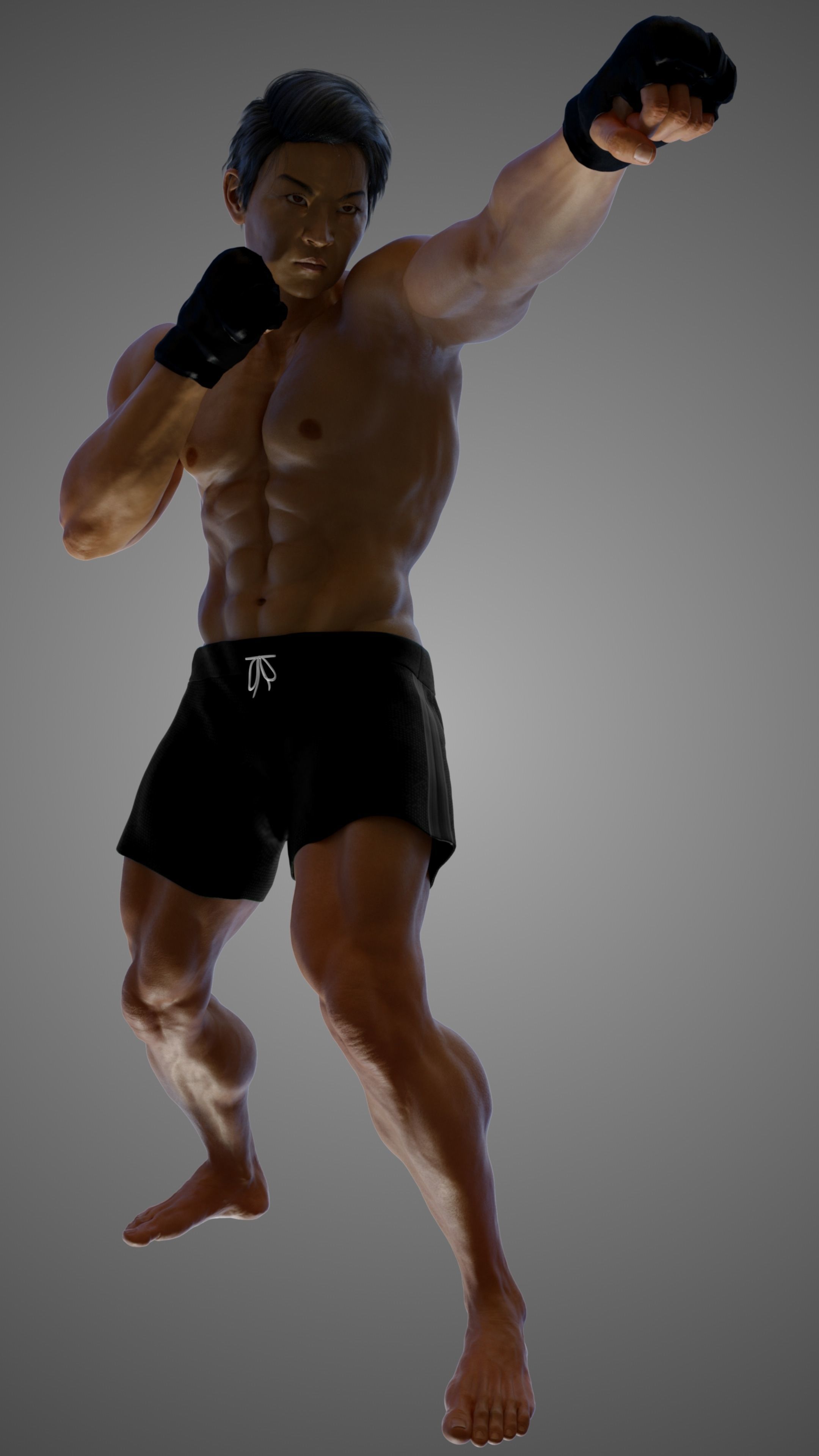 Male Asian BOX - MMA Fighter 3D model animated | CGTrader