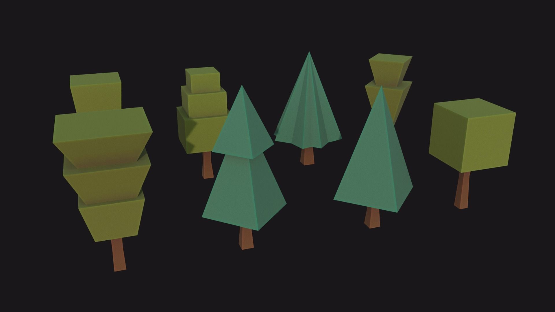 3D model Tree Set unity VR / AR / low-poly | CGTrader