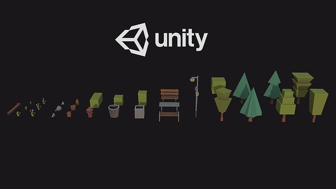 3D model Tree Set unity VR / AR / low-poly | CGTrader