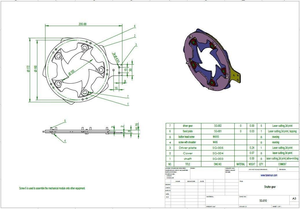 Rotating Mechanical iris-shutter mechanism-gear structure 3D model 3D ...
