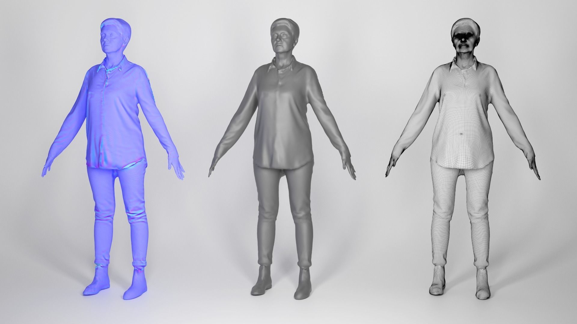 3D model Adult woman in A-pose ready for rigging 181 VR / AR / low-poly ...