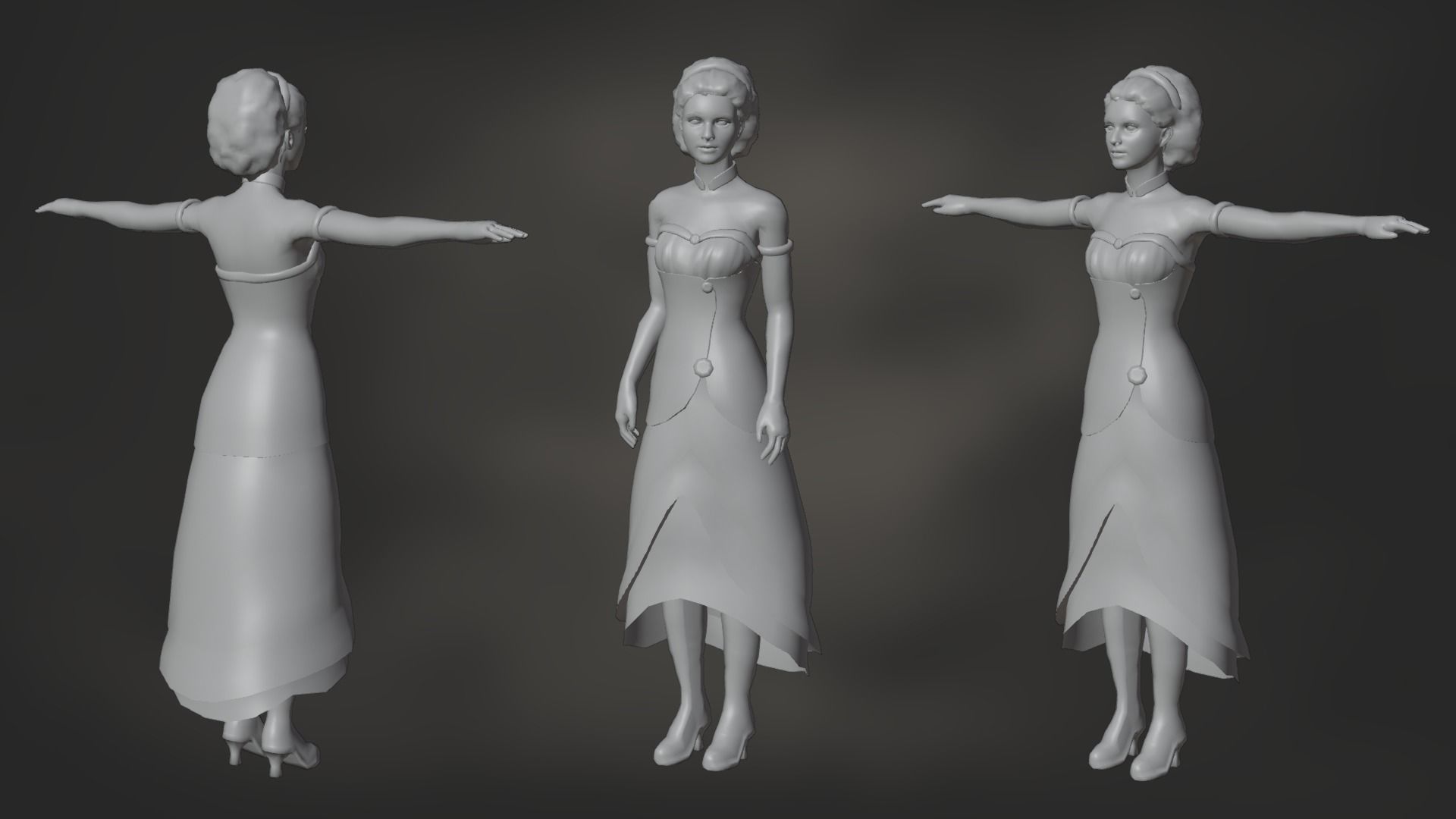 3D model Lillian woman in dress VR / AR / low-poly | CGTrader