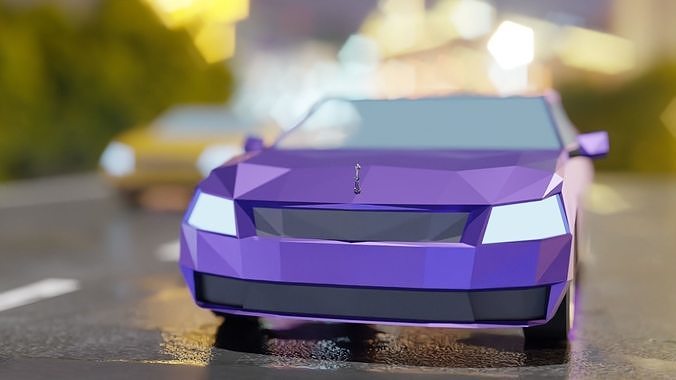 Low Poly Cars polygonal car on city street free 3D model | CGTrader