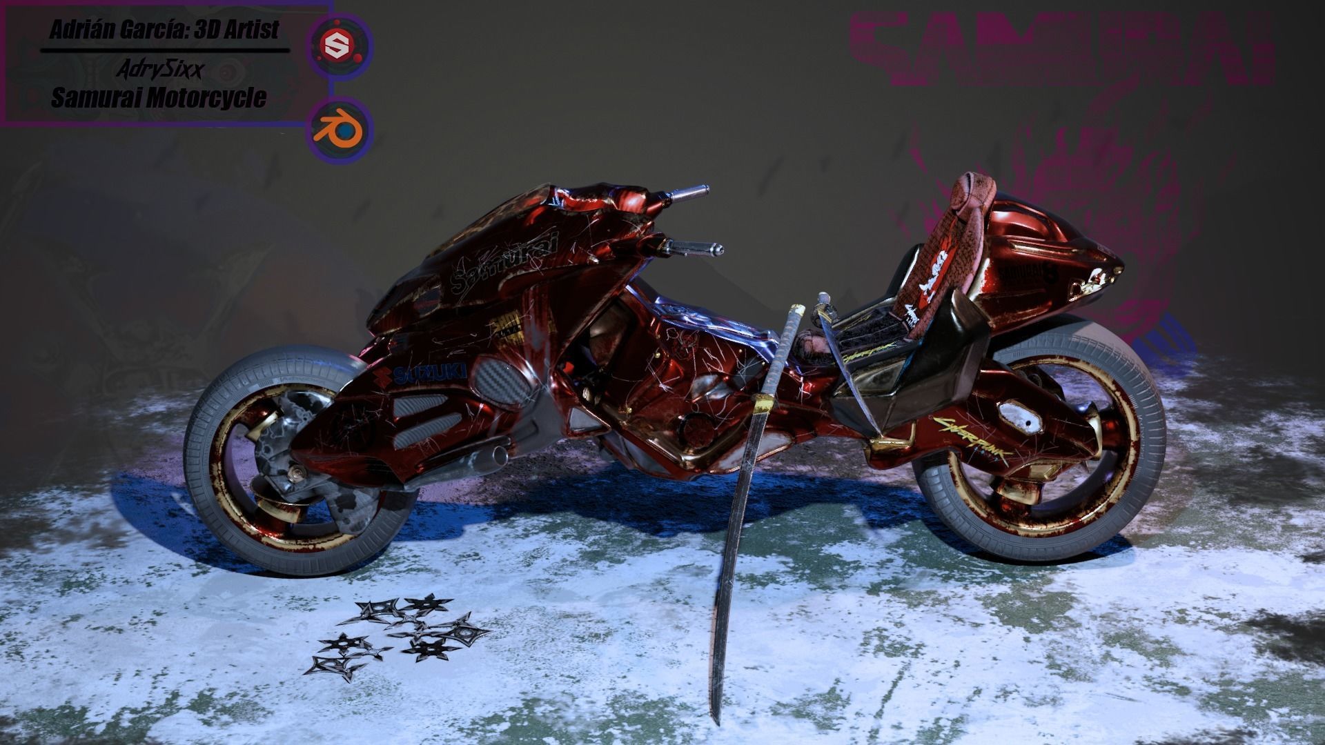 Samurai-Motorcycle motorcycle in video game 3D model | CGTrader