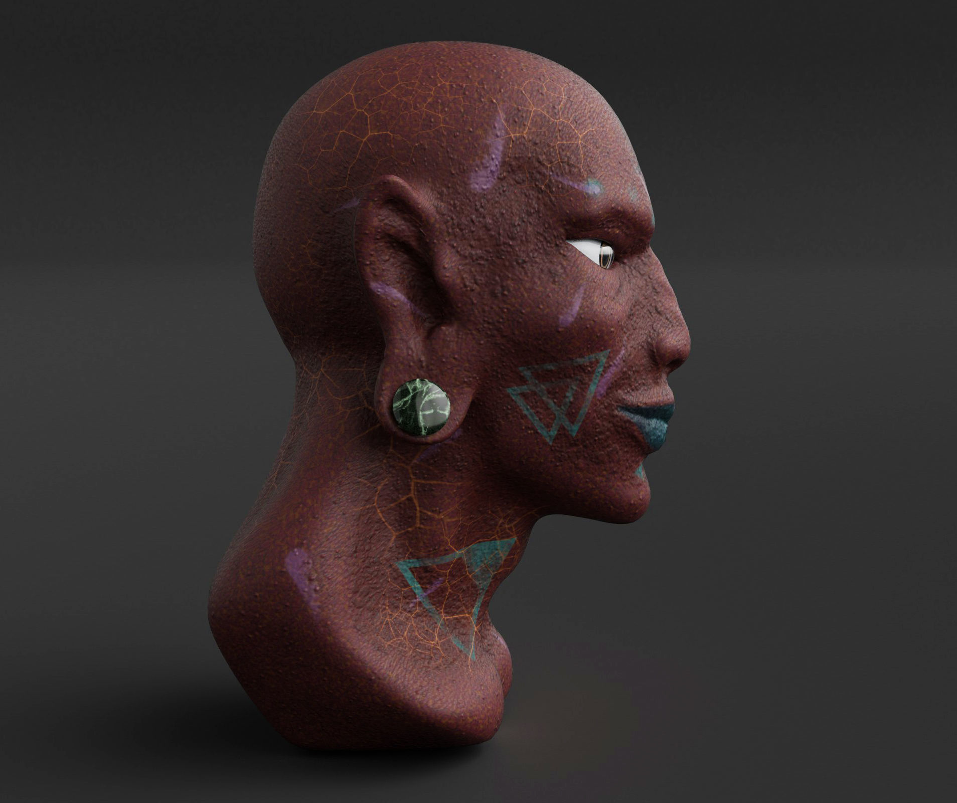3D model Futuristic Alien Tribe Male Bust VR / AR / low-poly | CGTrader