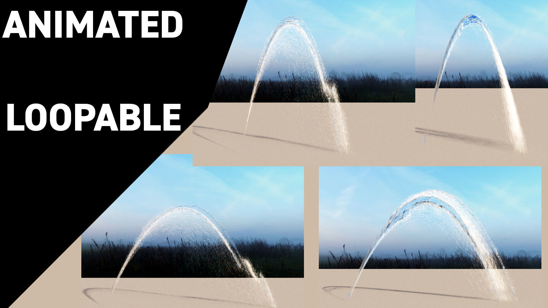 Water jet animated fountains Angled jets collection 3D model animated ...