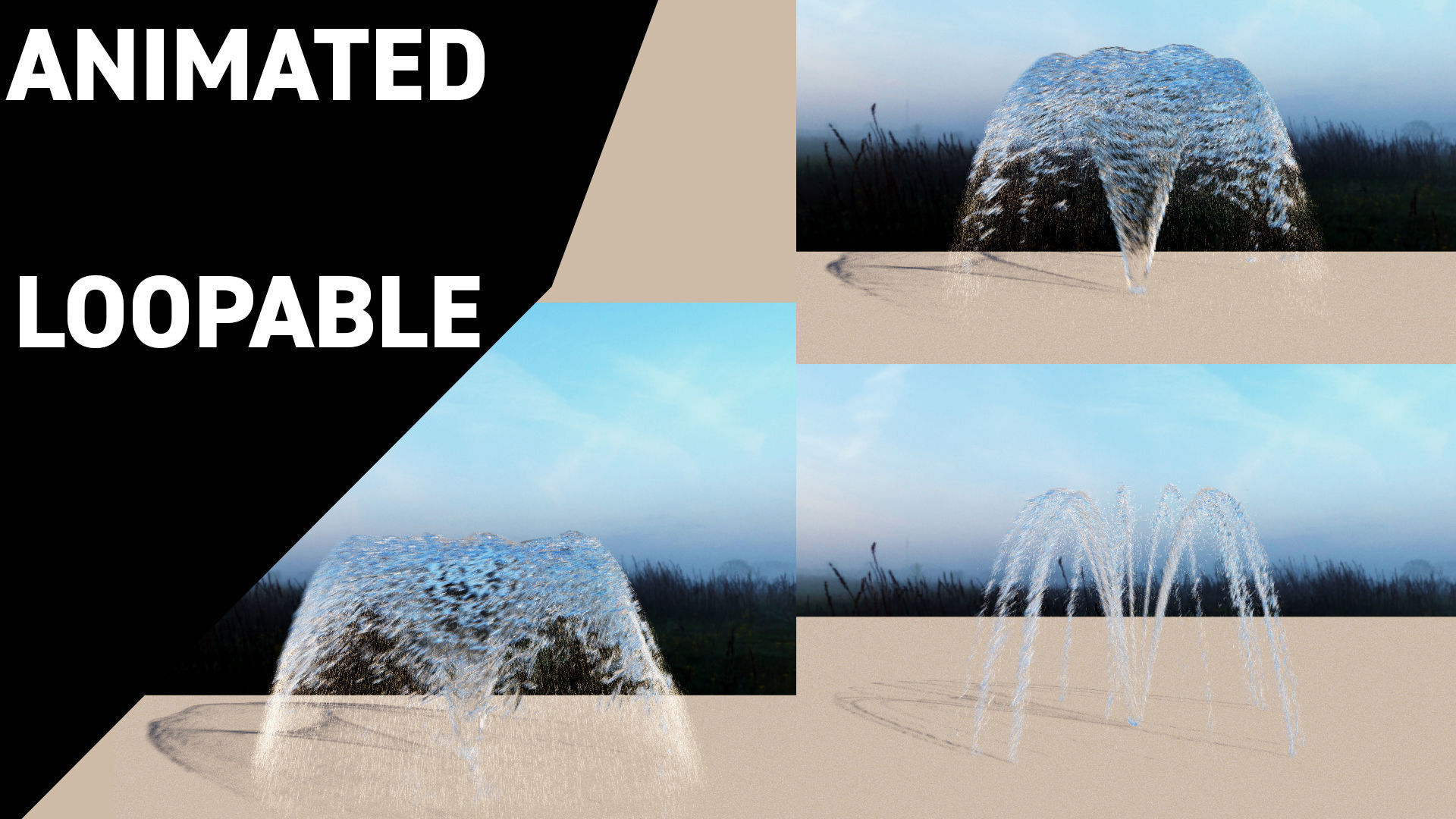 Water jet animated fountains Conic jets collection 3D model animated ...