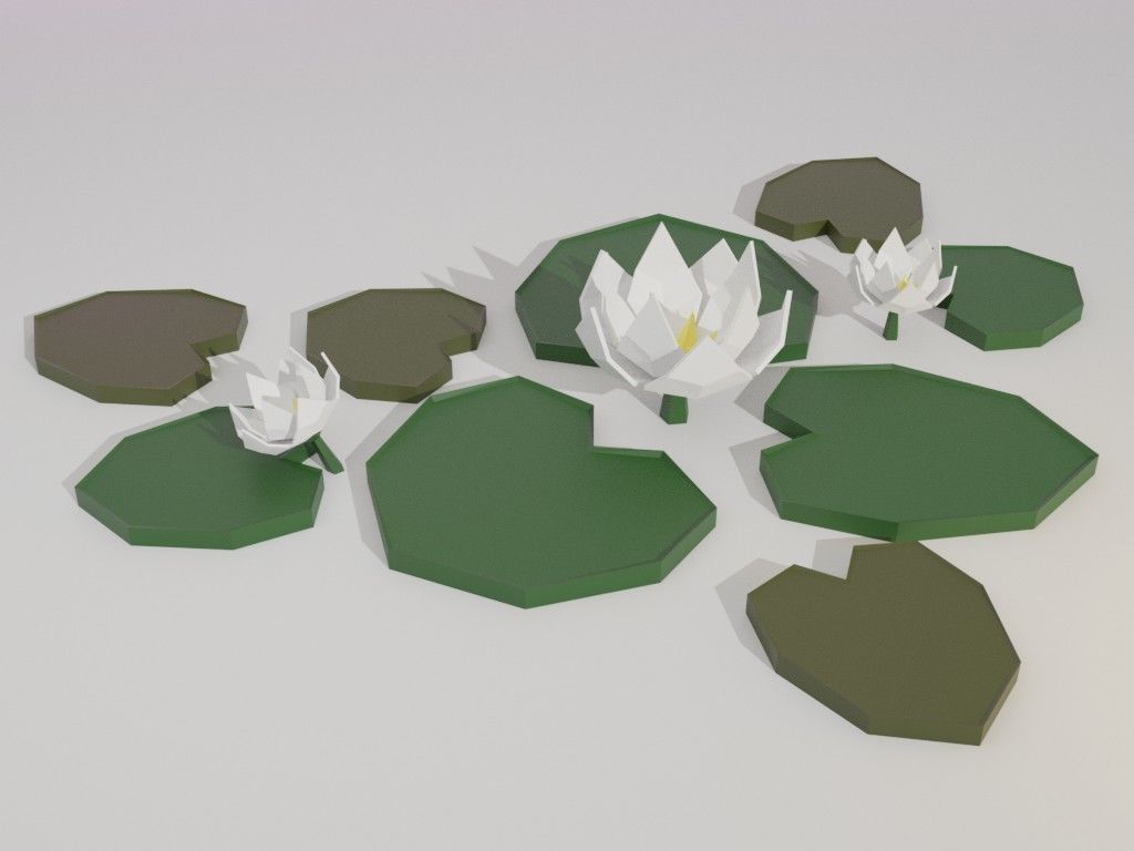 Low poly water lilies free VR / AR / low-poly 3D model | CGTrader