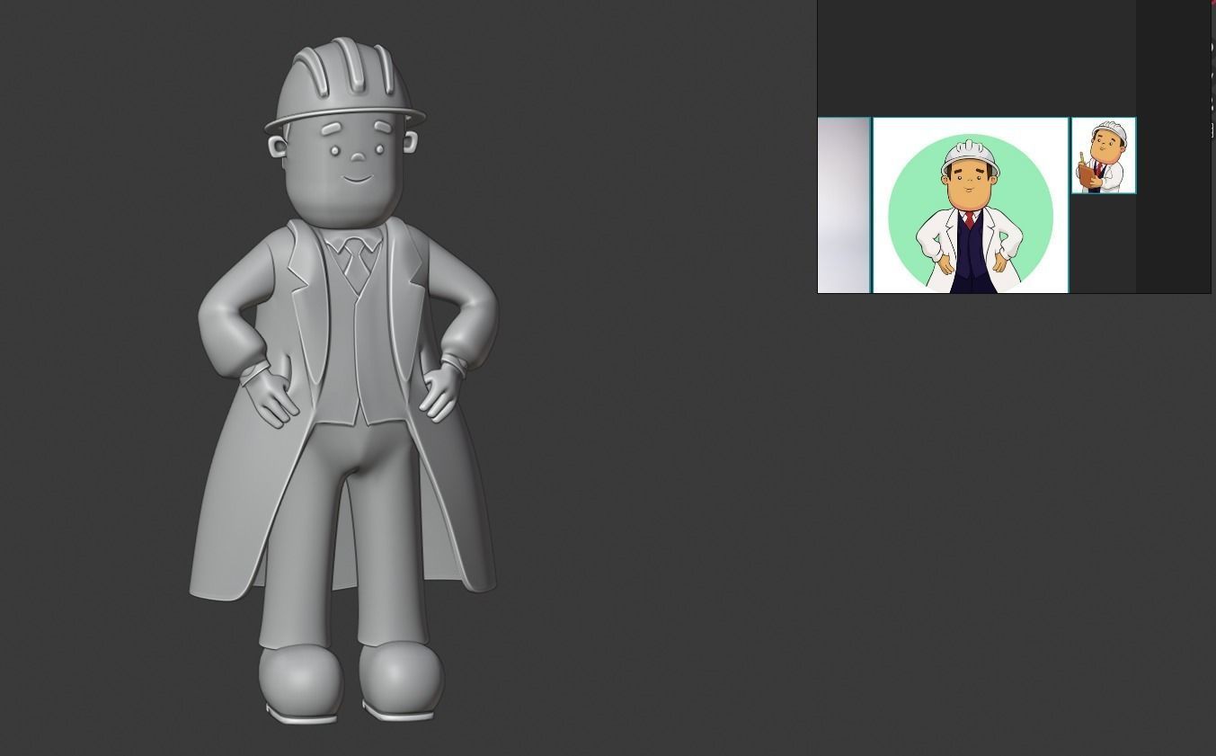 Engineer man in hat and coat 3D model 3D printable | CGTrader