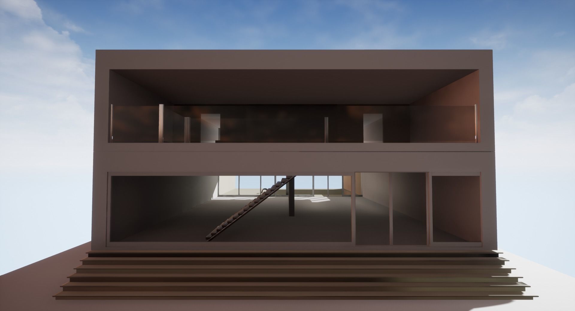 3D model Contemporary Luxury Villa mansion Unreal Engine 4 anim doors ...