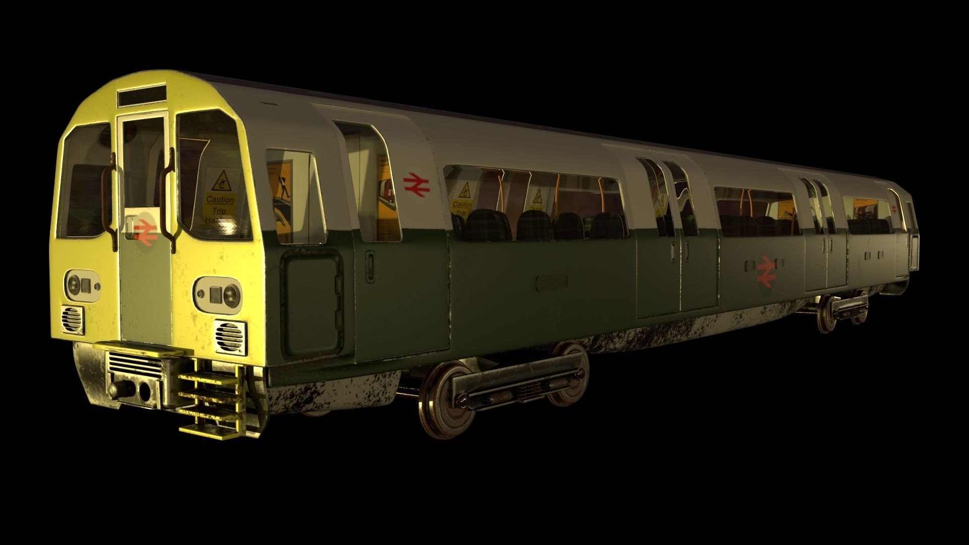 Subway metro train carriage 3D model rigged | CGTrader