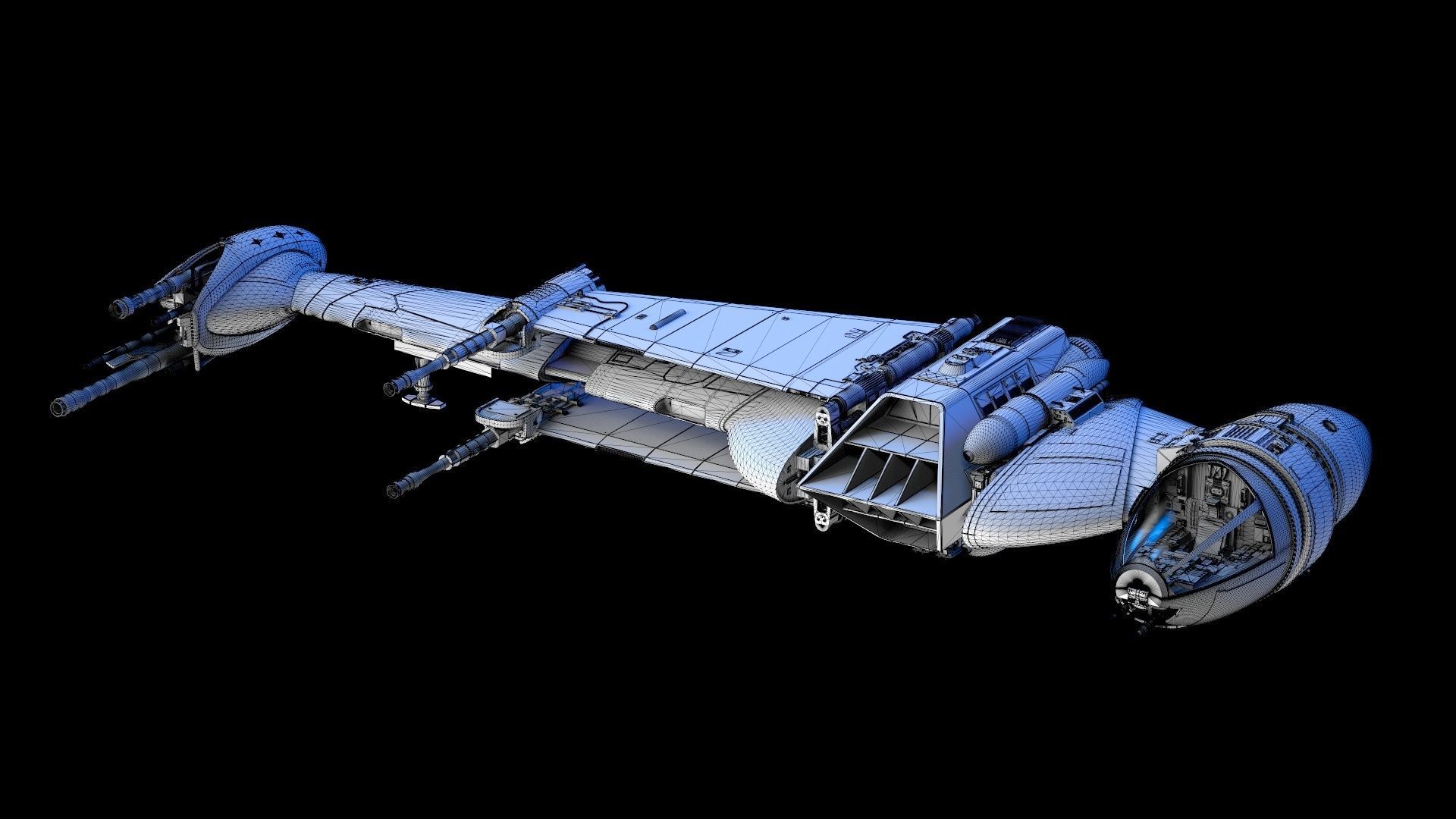 B-WING star wars fighter flying in space 3D model animated | CGTrader