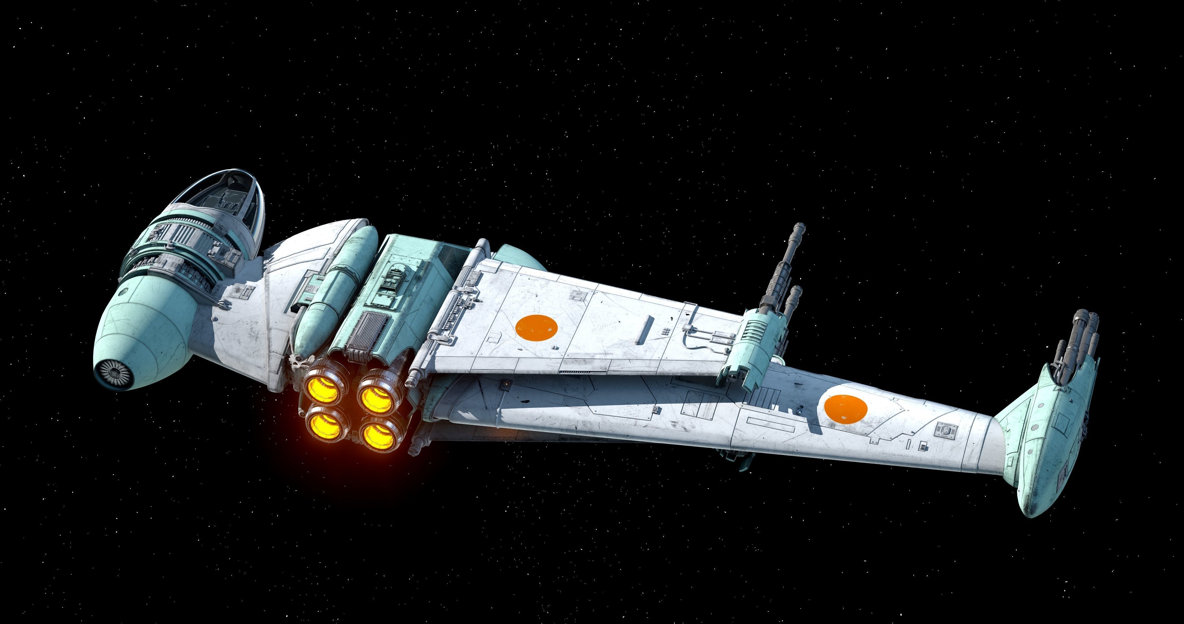 B-WING star wars fighter flying in space 3D model animated | CGTrader