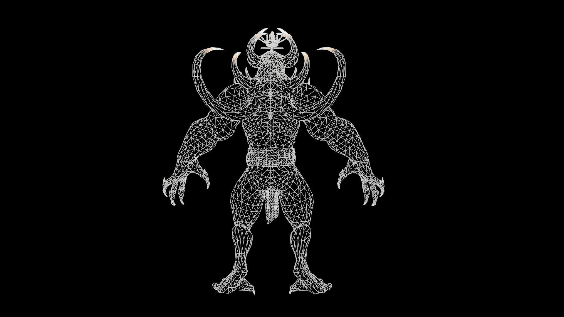 3D model BigDemon humanoid creature VR / AR / low-poly rigged animated ...