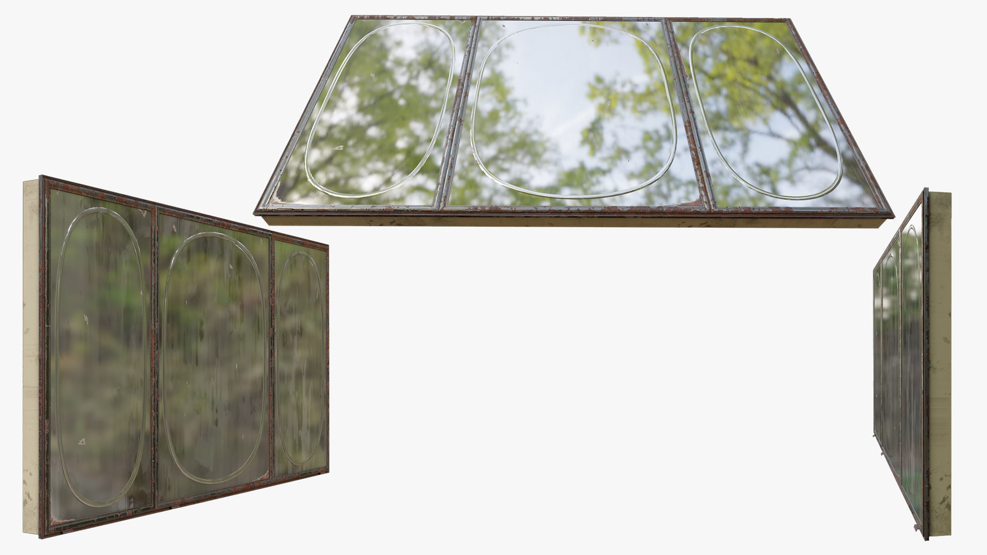 3D model Wall Mirror Kit with Crack and PBR Textures Options VR / AR ...
