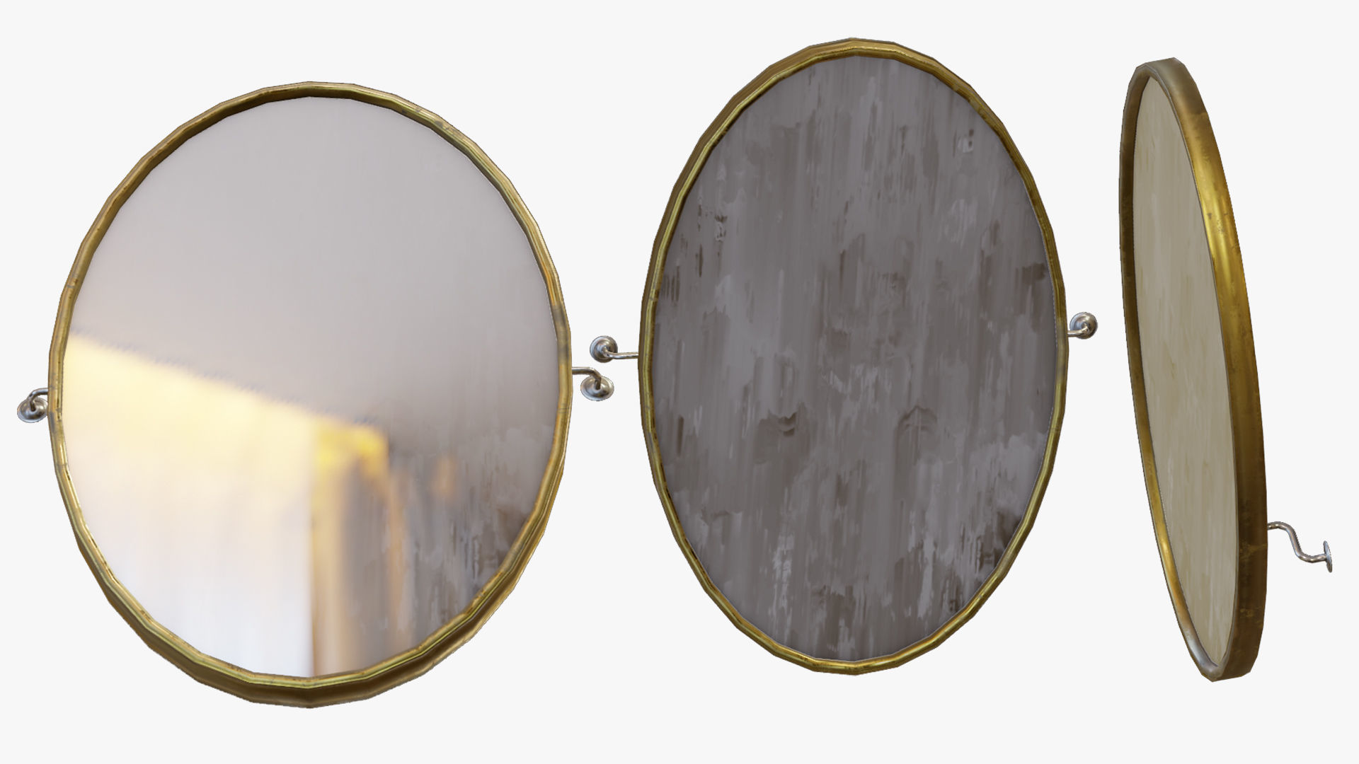 3D model Wall Mirror Kit with Crack and PBR Textures Options VR / AR ...