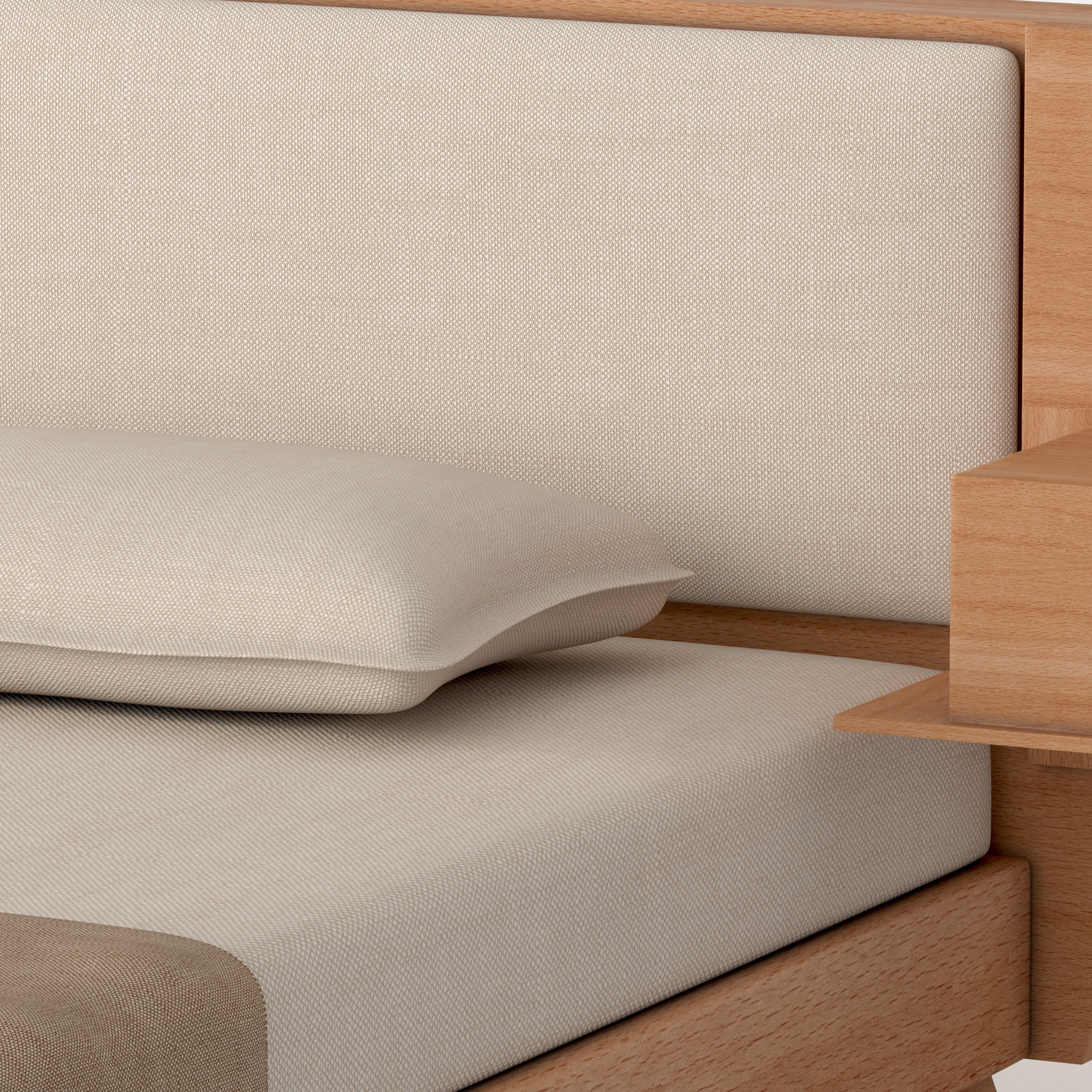bed004 modern bed with wooden headboard and footboard 3D model | CGTrader