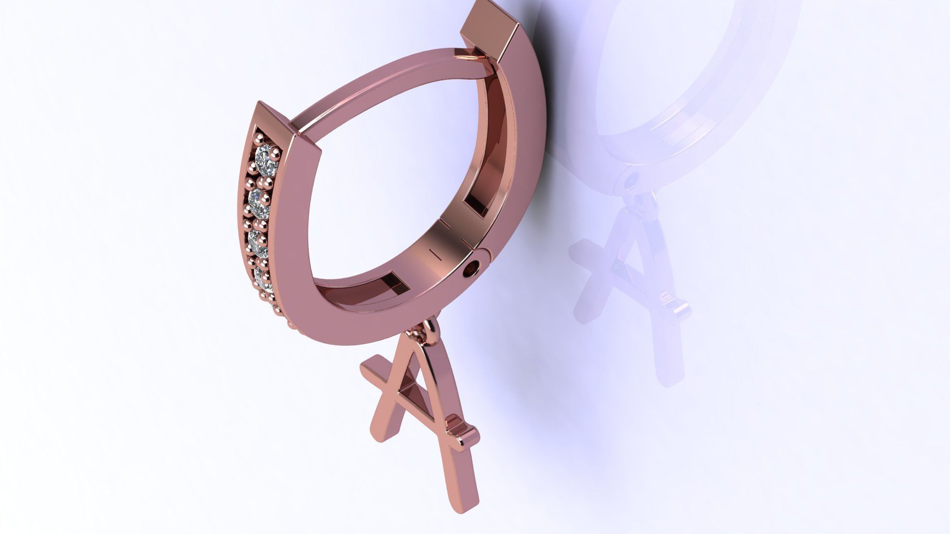 Hoop Earrings with Diamonds and Letters 3D model 3D printable | CGTrader