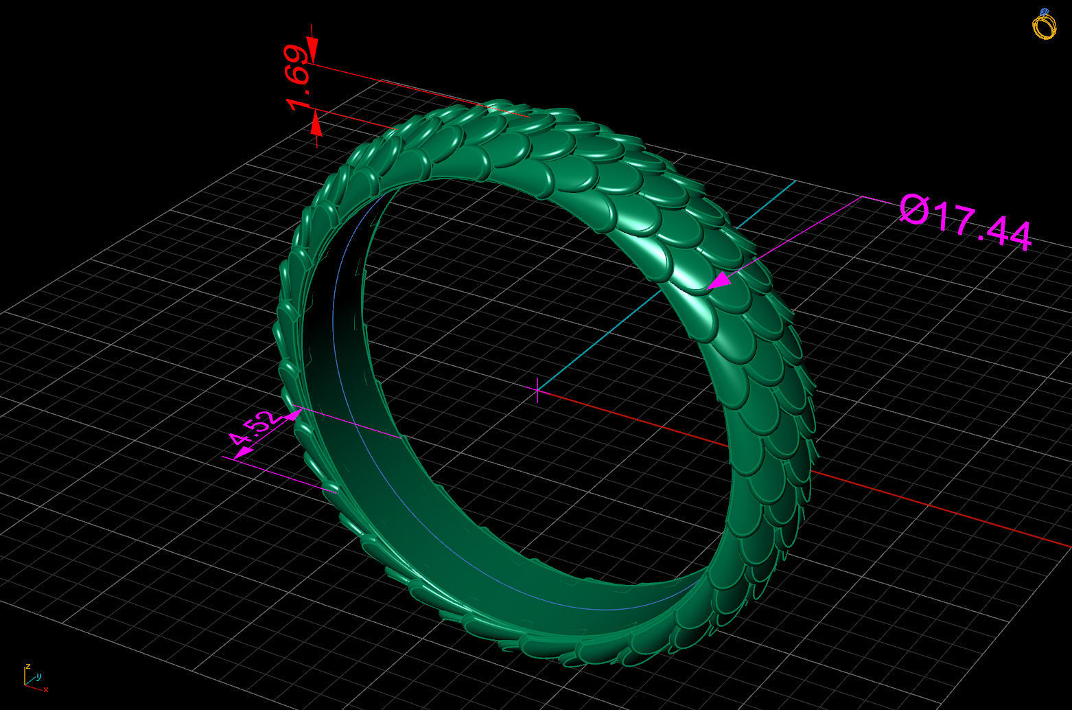 Dragonscale Ring 3D model 3D printable | CGTrader